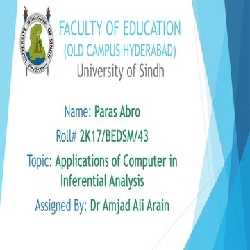 Application Of Computer In Inferential Analysis Pptx Computer