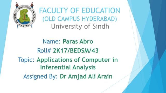 Application Of Computer In Inferential Analysis Pptx Computer