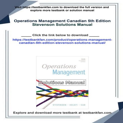 Free Access to Operations Management Canadian 5th Edition Stevenson ...