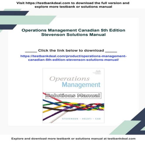 Operations Management Canadian 5th Edition Stevenson Solutions Manual | PDF