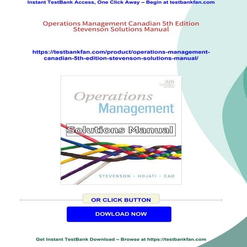 Operations Management Canadian 5th Edition Stevenson Solutions Manual | PDF