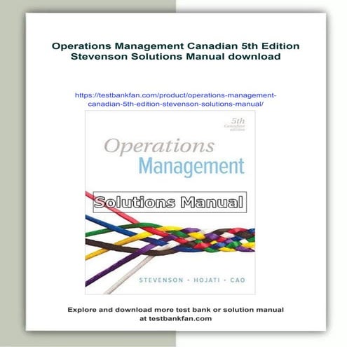 Operations Management Canadian 5th Edition Stevenson Solutions Manual | PDF
