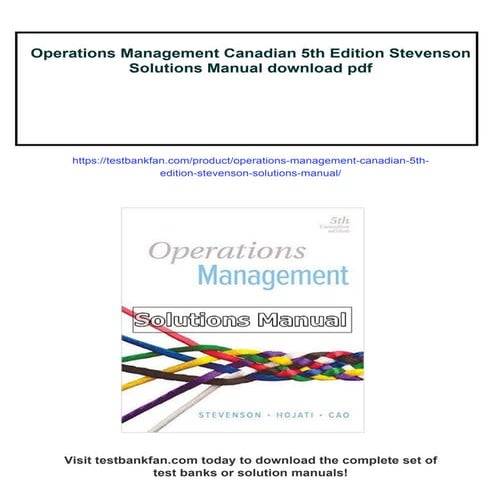 Operations Management Canadian 5th Edition Stevenson Solutions Manual | PDF