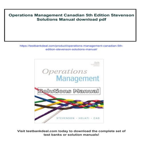 Operations Management Canadian 5th Edition Stevenson Solutions Manual | PDF