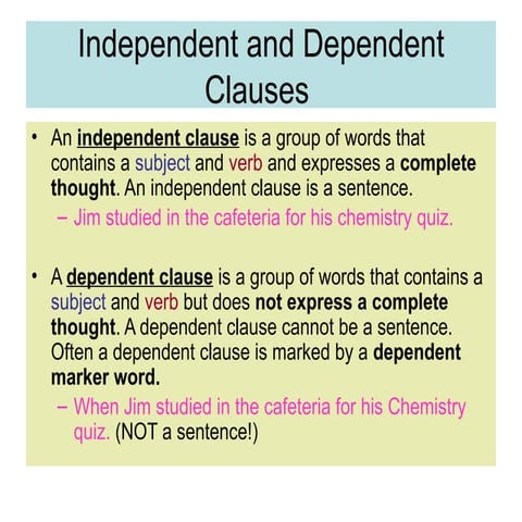 Independent-and-Dependent-Clauses for english beginners | PPTX