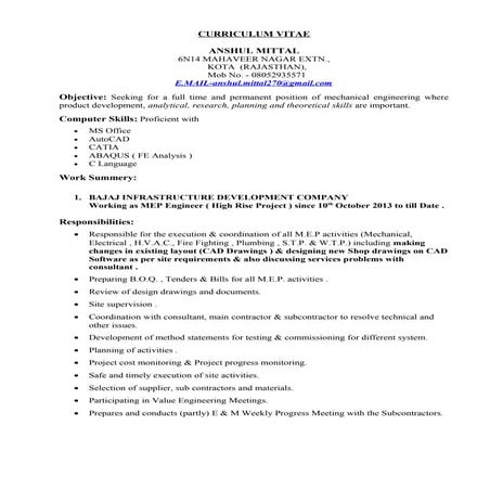 Resume - Anshul Mittal | DOC