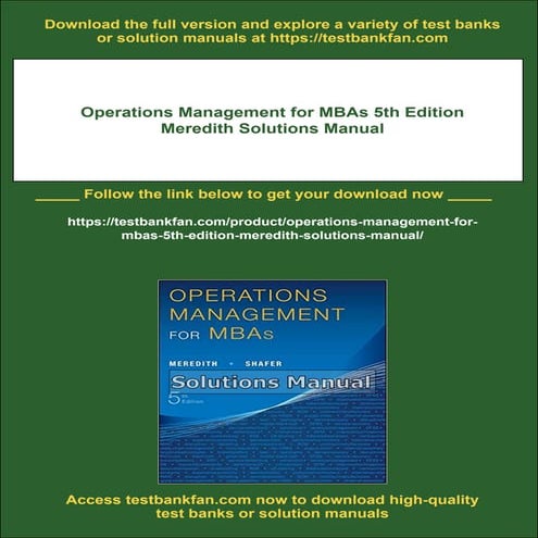 Operations Management for MBAs 5th Edition Meredith Solutions Manual | PDF