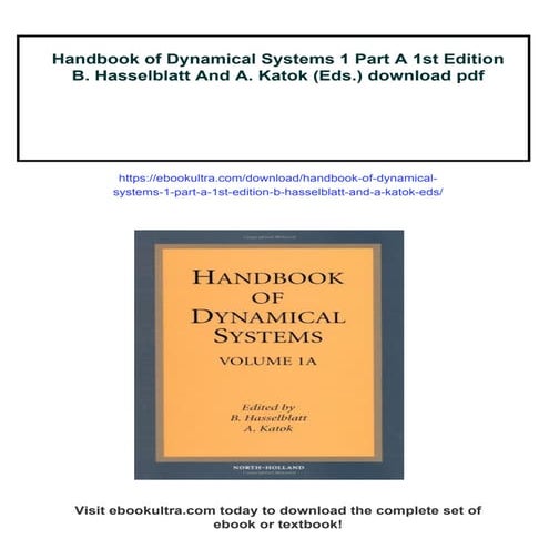 Handbook of Dynamical Systems 1 Part A 1st Edition B. Hasselblatt And A ...