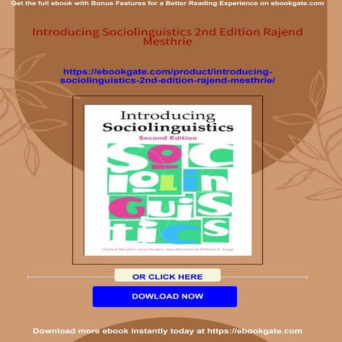 Introducing Sociolinguistics 2nd Edition Rajend Mesthrie | PDF