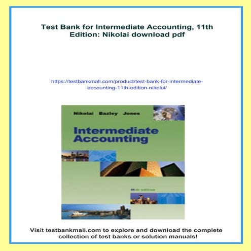 Test Bank for Intermediate Accounting, 11th Edition: Nikolai | PDF