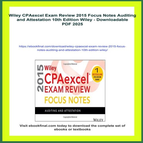 Wiley CPAexcel Exam Review 2015 Focus Notes Auditing and Attestation ...