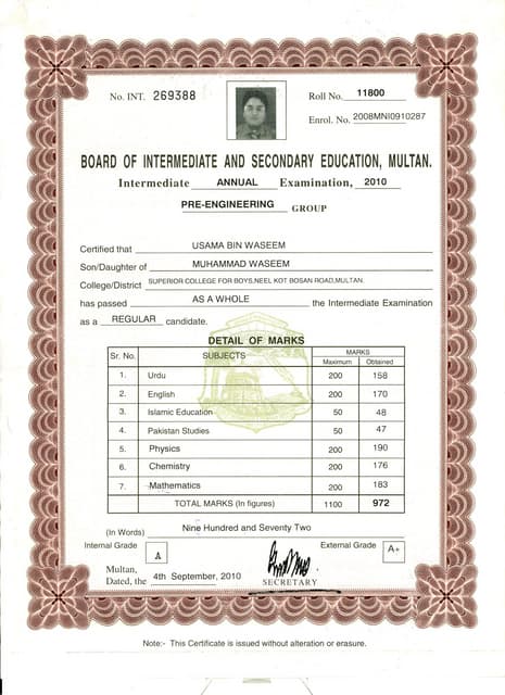 10th Certificate | PDF