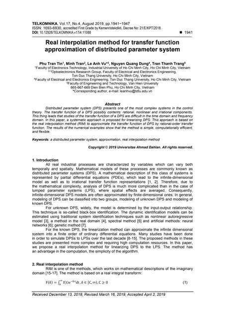 Real Interpolation Method For Transfer Function Approximation Of Distributed Parameter System Pdf