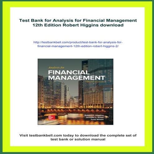 Test Bank for Analysis for Financial Management 12th Edition Robert ...