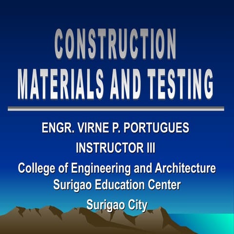 Introduction construction materials and testing | PPT