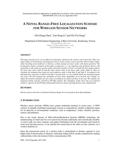 A Novel Range Free Localization Scheme For Wireless Sensor Networks Pdf