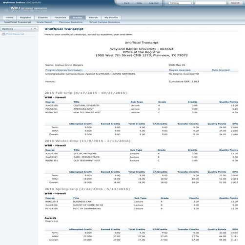 WBU Transcript | PDF