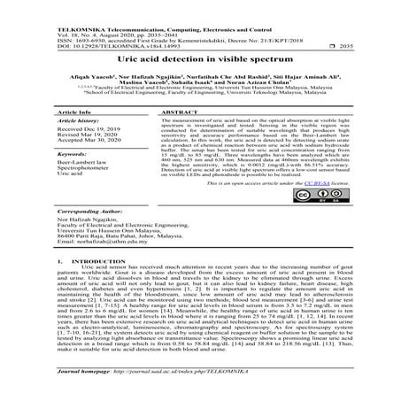 Uric acid detection in visible spectrum | PDF