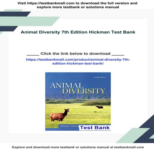 Animal Diversity 7th Edition Hickman Test Bank | PDF