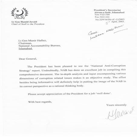 President Secretariat Appreciation Letter | PDF