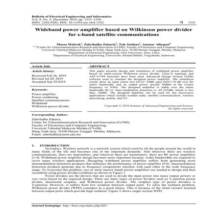 Wideband power amplifier based on Wilkinson power divider for s-band ...