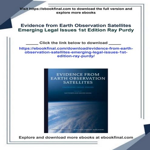 Evidence from Earth Observation Satellites Emerging Legal Issues 1st ...