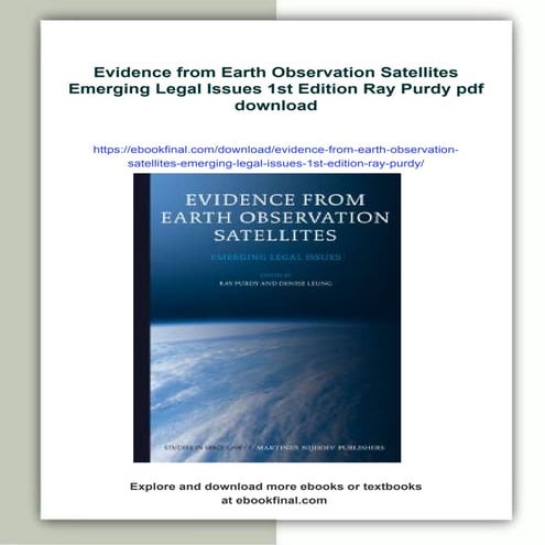 Evidence from Earth Observation Satellites Emerging Legal Issues 1st ...