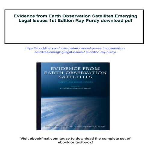 Evidence from Earth Observation Satellites Emerging Legal Issues 1st ...