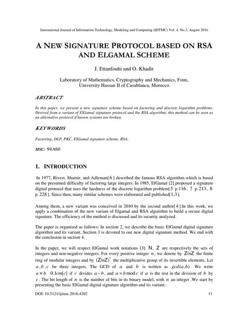 New Digital Signature Protocol Based on Elliptic Curves | PDF | Programming Languages | Computing