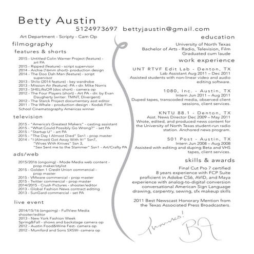 Betty Austin Resume 2-4-16 | PDF