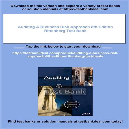 Auditing A Business Risk Approach 8th Edition Rittenberg Test Bank | PDF