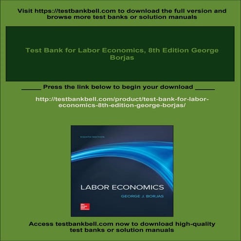 Test Bank for Labor Economics, 8th Edition George Borjas | PDF