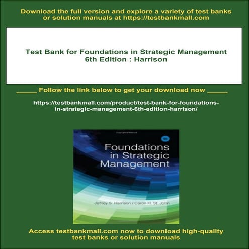 Test Bank for Foundations in Strategic Management 6th Edition ...