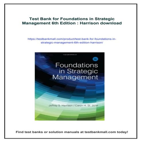 Test Bank for Foundations in Strategic Management 6th Edition ...