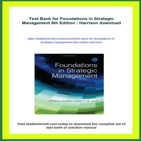 Test Bank for Foundations in Strategic Management 6th Edition ...