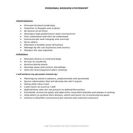 PERSONAL MISSION STATEMENT | PDF | Free Download