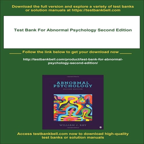 Test Bank For Abnormal Psychology Second Edition | PDF