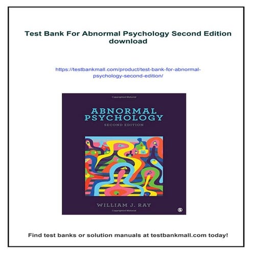 Test Bank For Abnormal Psychology Second Edition | PDF