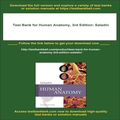 Test Bank for Human Anatomy, 3rd Edition: Saladin | PDF