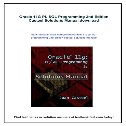 Oracle 11G PL SQL Programming 2nd Edition Casteel Solutions Manual | PDF