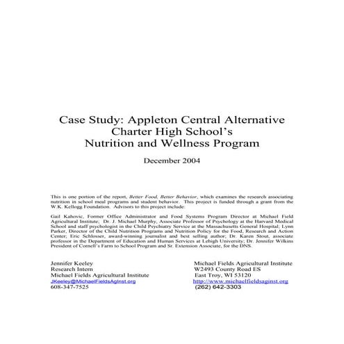 Appleton WI, cast study on education and the student behavioral ...
