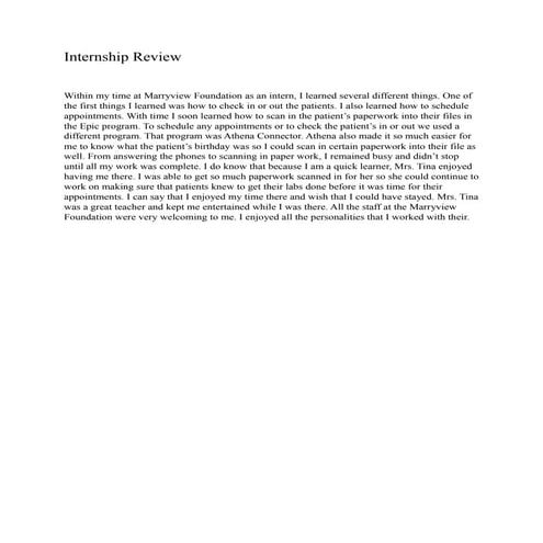 Internship Review | DOC