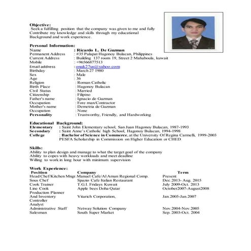 Ricardo resume | DOCX