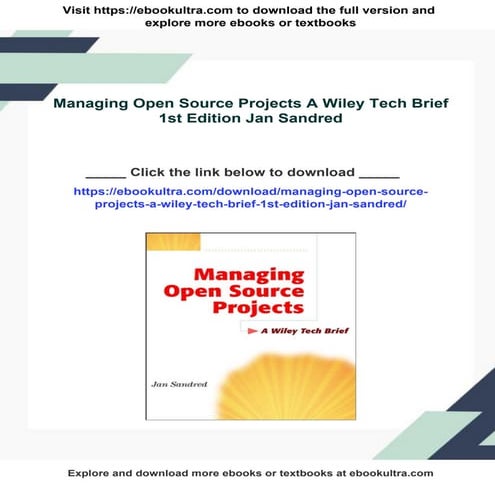 Managing Open Source Projects A Wiley Tech Brief 1st Edition Jan Sandred | PDF