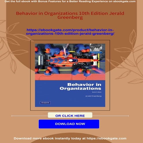 Behavior in Organizations 10th Edition Jerald Greenberg | PDF