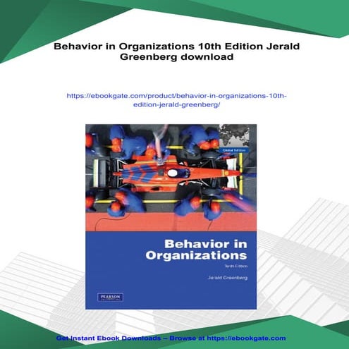 Behavior in Organizations 10th Edition Jerald Greenberg | PDF