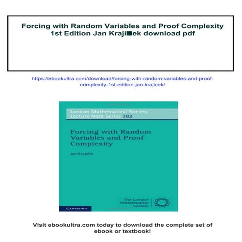 Forcing with Random Variables and Proof Complexity 1st Edition Jan Krajíček | PDF