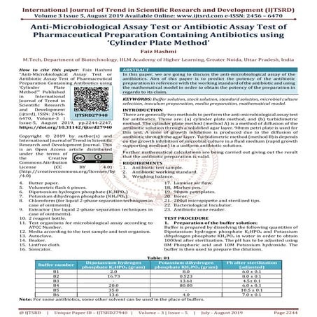 Anti Microbiological Assay Test or Antibiotic Assay Test of ...