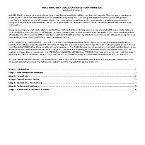 How to Build a Document Repository with Excel | DOCX