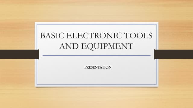 Basic hand tools (Electronics Technology) | PPTX
